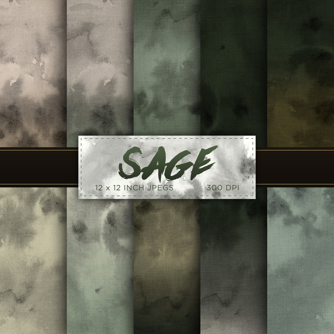 Sage Watercolor Textures Digital Paper Green Digital Paper Dark Light ...