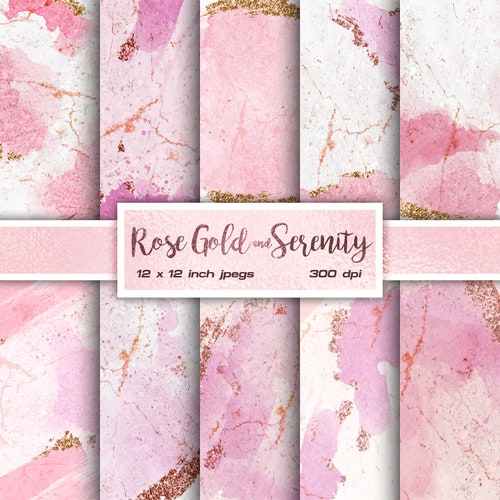 Pink Gold Digital Paper Watercolor Glitter Background - Etsy