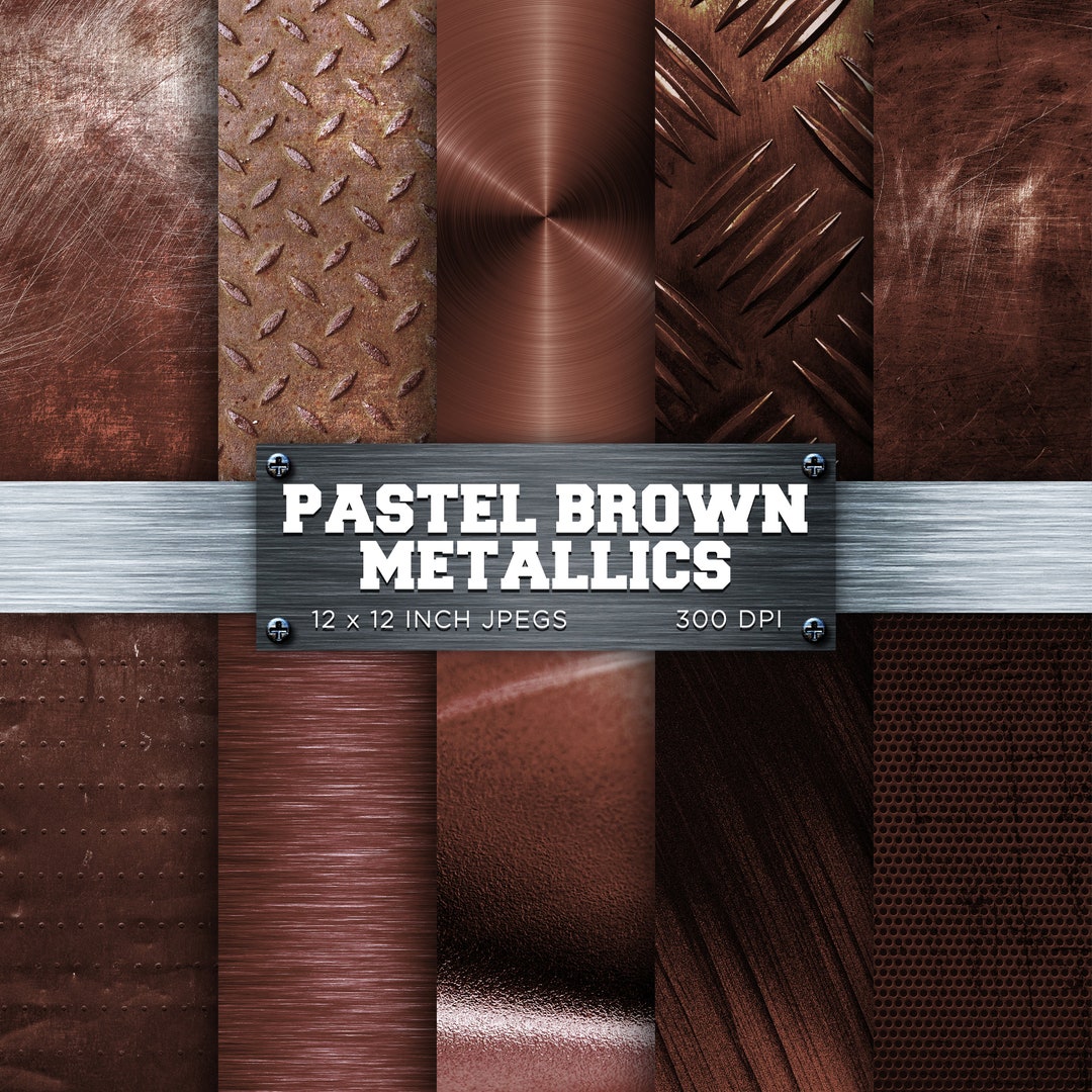 Pastel Brown Metallics Digital Paper Brushed Metal Brass Maroon ...