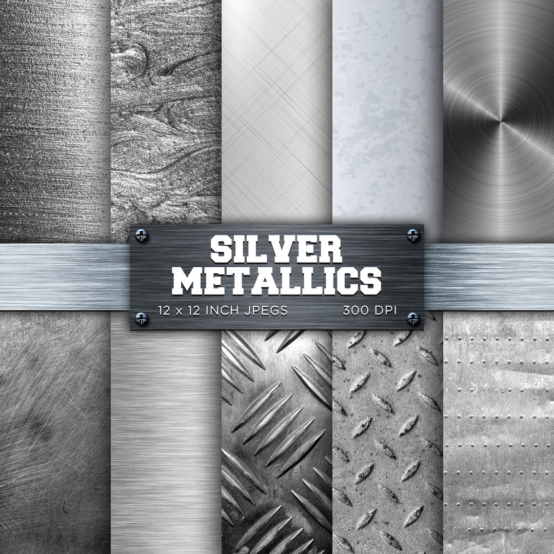 Silver Metal Digital Paper Brushed Metallics Brass Digital Paper ...