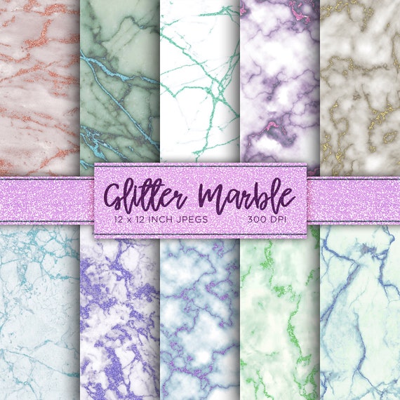 Glitter Marble Digital Paper Stone Digital Paper Metallic | Etsy