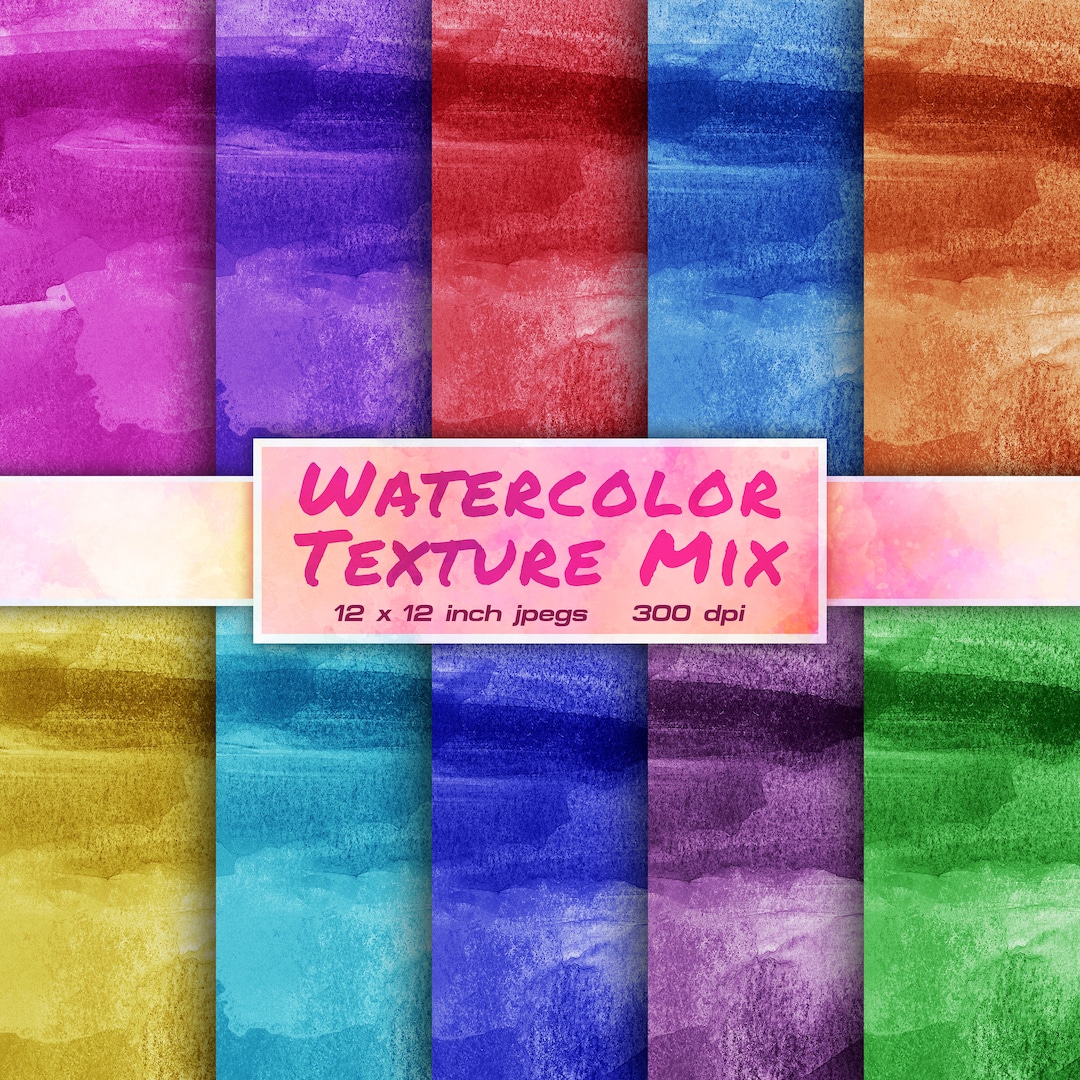 Watercolor Textures Digital Paper Multicolored Digital Paper Bold ...