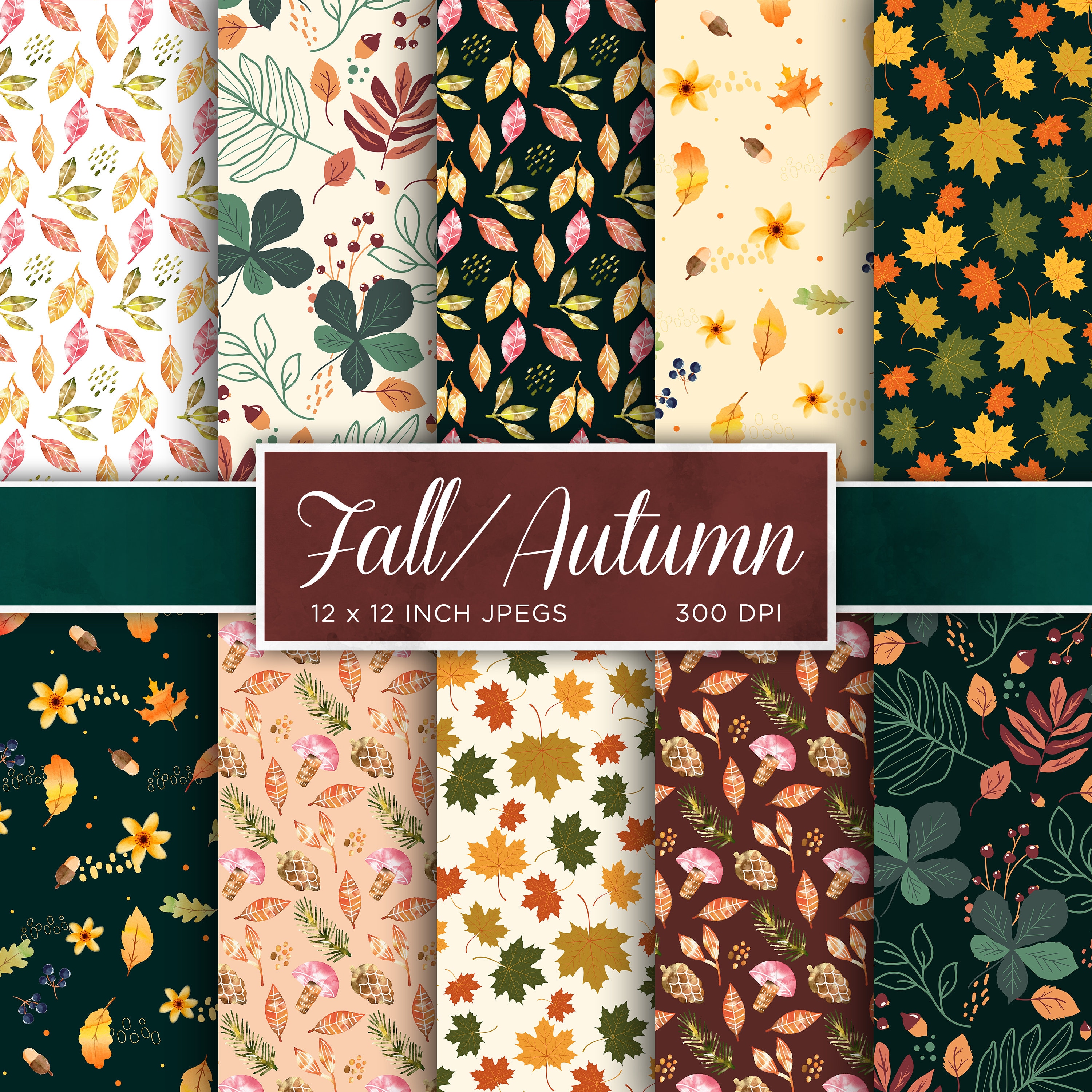 Fall Autumn Leaves Digital Paper Fall Digital Paper Harvest - Etsy