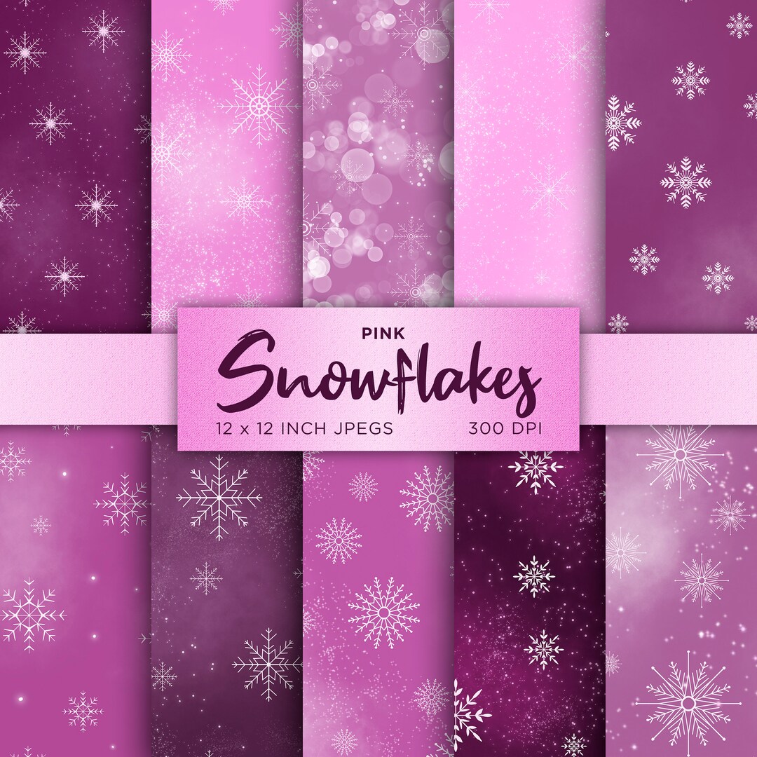 Pink Snowflakes Digital Paper Winter Snow Digital Paper Ice Frozen ...