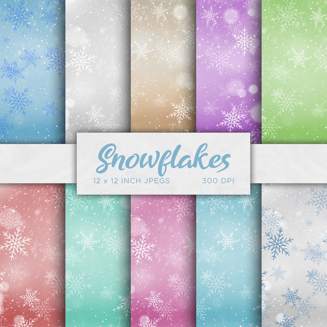 Snowflakes Digital Paper Winter Snow Digital Paper Ice Frozen Blue ...