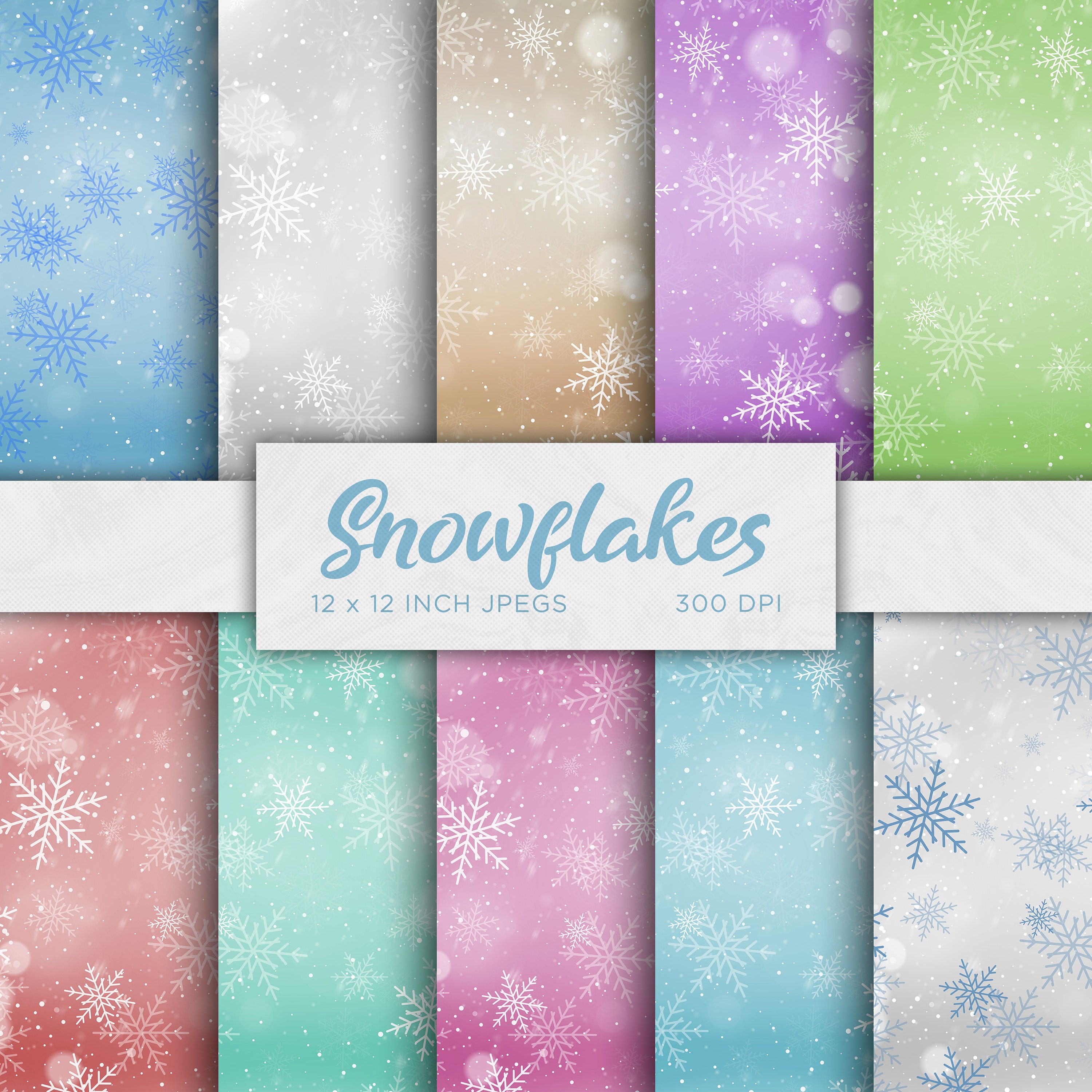 Snowflakes Digital Paper Winter Snow Digital Paper Ice Frozen - Etsy