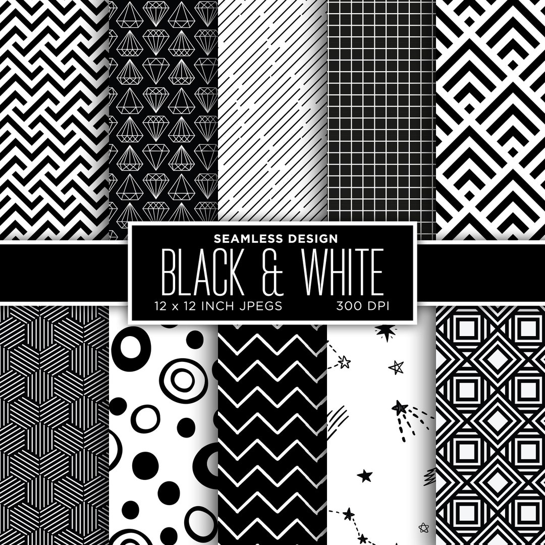Black & White Seamless Digital Paper Geometric Digital Paper Minimal ...