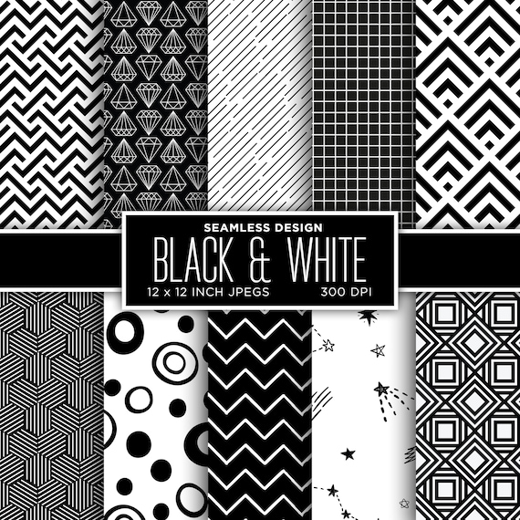 Black & White Seamless Digital Paper Geometric Digital Paper | Etsy