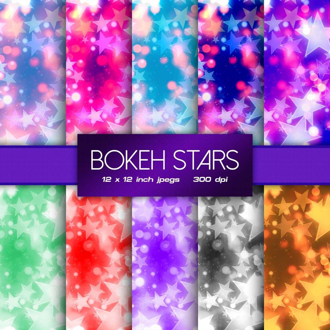 Bokeh Stars Digital Paper Glitter Digital Paper Sparkle Colors Digital ...