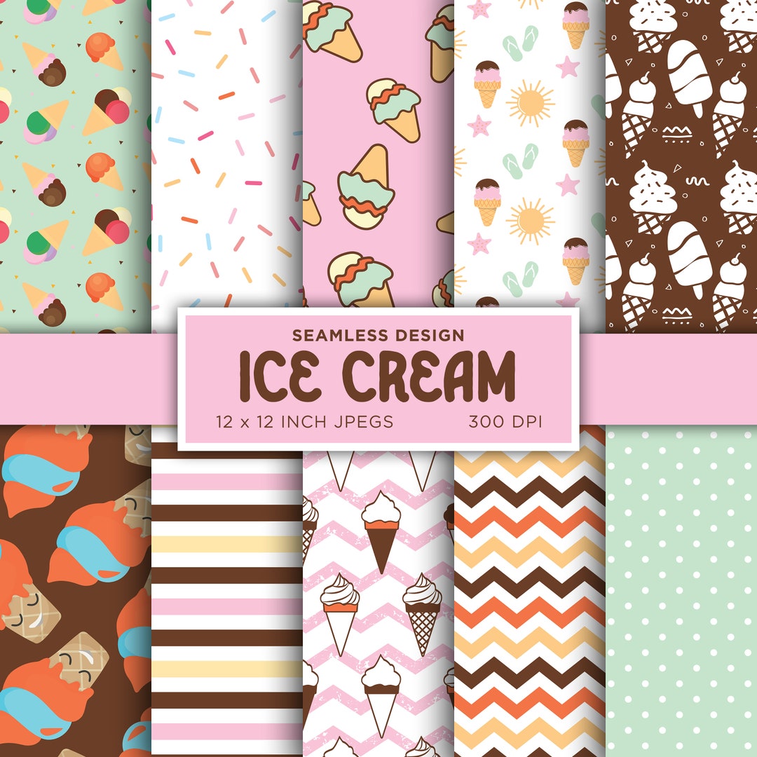 Ice Cream Seamless Digital Paper Desserts Chic Fun Digital Paper Summer ...