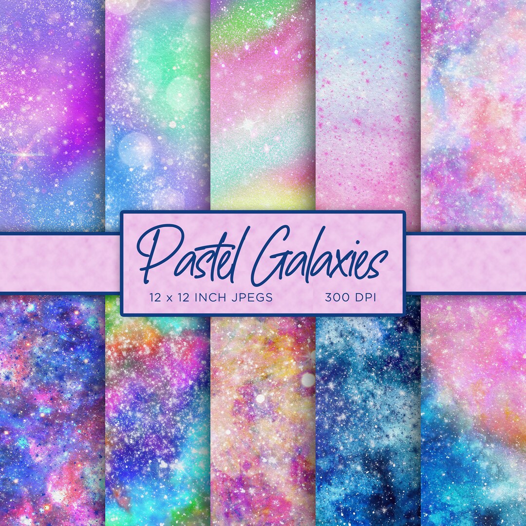 Pastel Galaxies Digital Paper Celestial Stars Digital Paper Night Sky ...