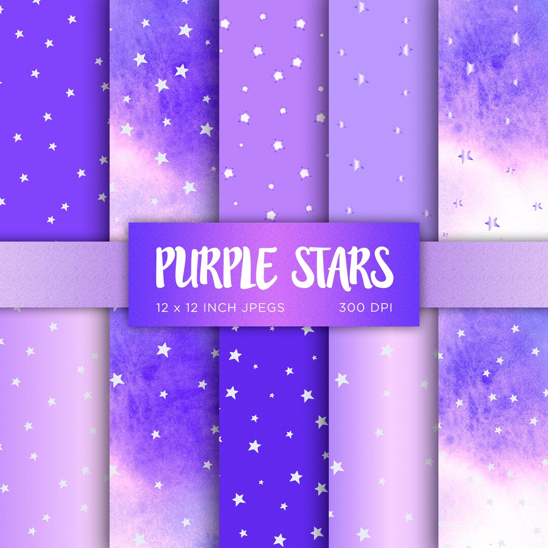 Purple Stars Digital Paper Celestial Stars Digital Paper Cute Lilac ...