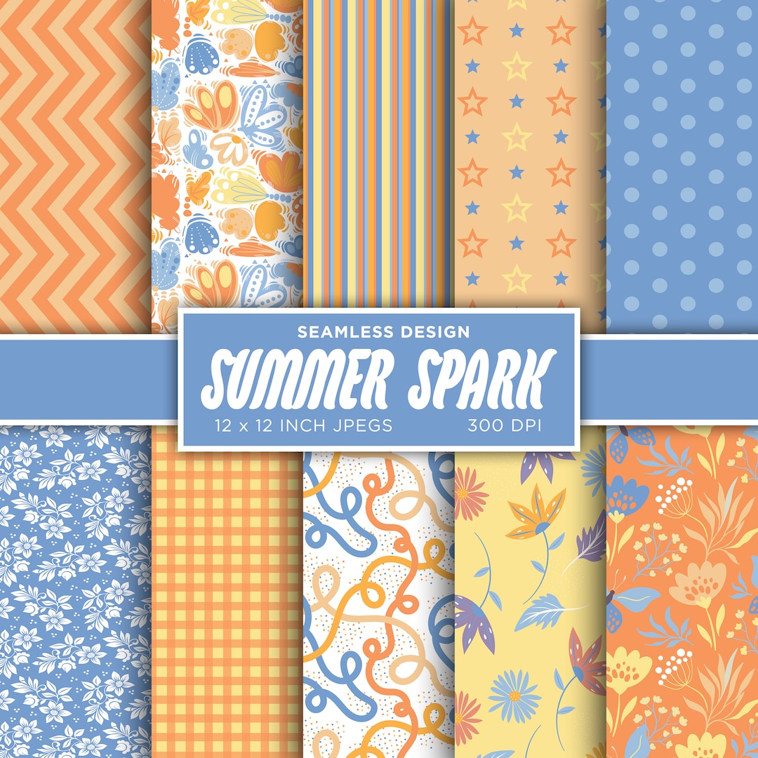Summer Spark Seamless Digital Paper Floral Digital Spring Flowers ...