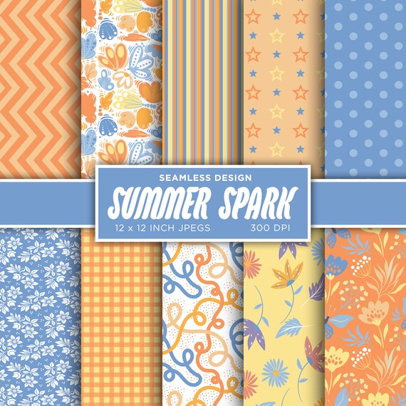 Summer Spark Seamless Digital Paper Floral Digital Spring - Etsy