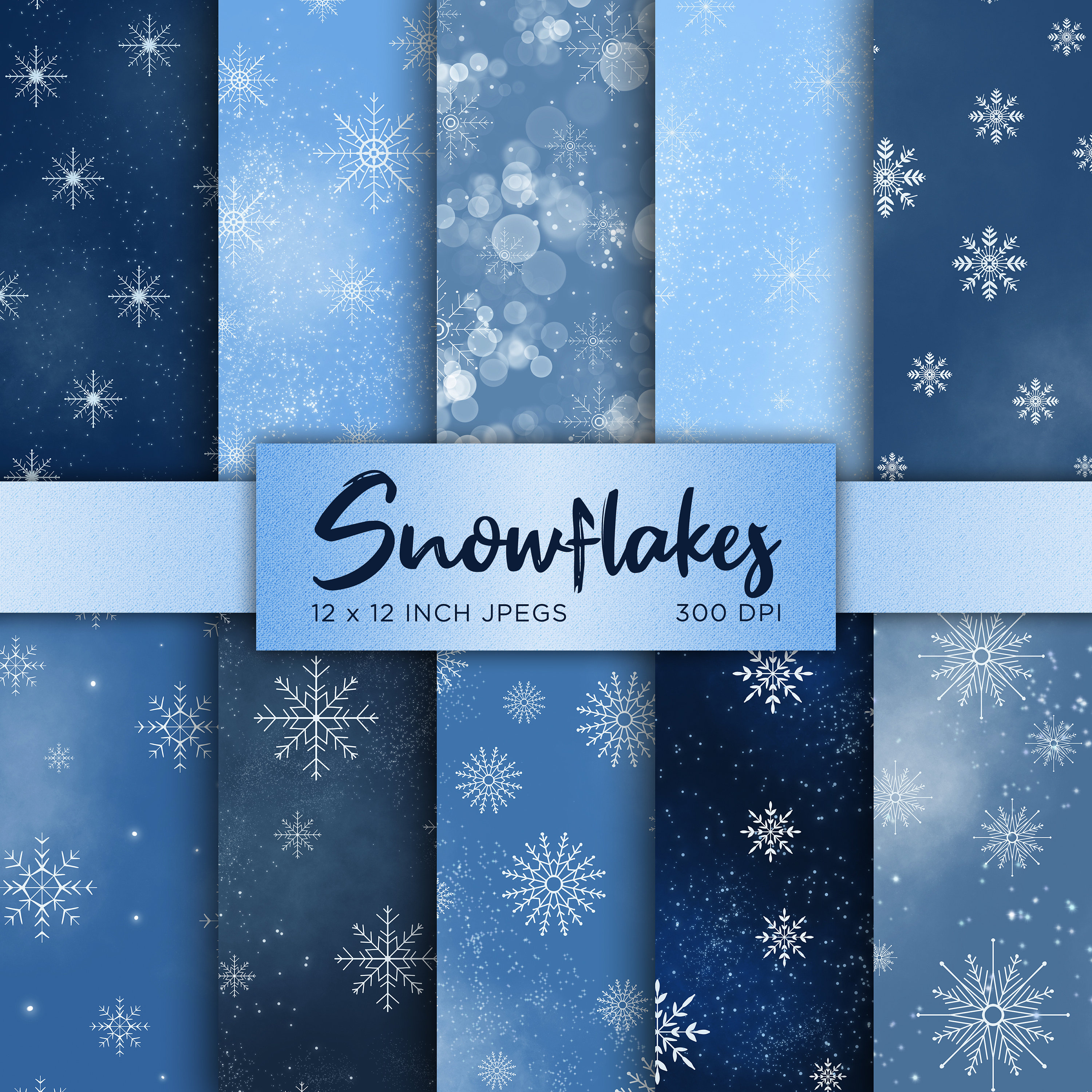 Snowflakes Digital Paper Winter Snow Digital Paper Ice Frozen | Etsy