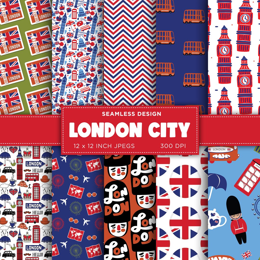 London City Seamless Digital Paper Guard London Eye Red Bus United ...