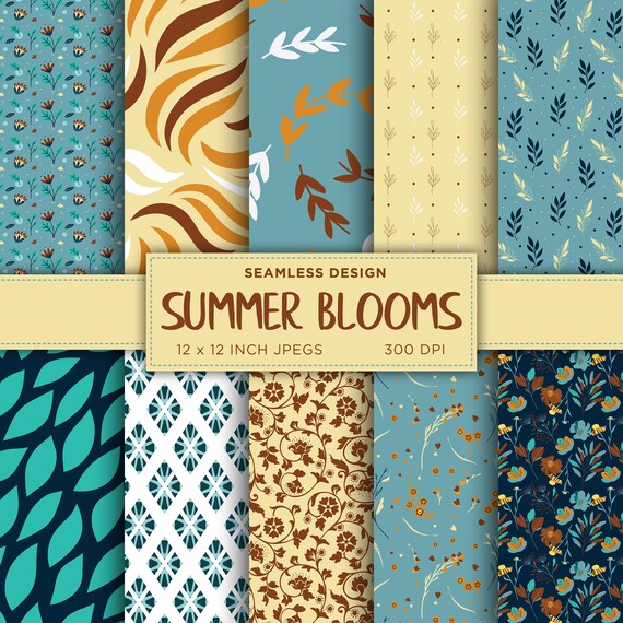 Summer Blooms Seamless Digital Paper Floral Digital Spring - Etsy