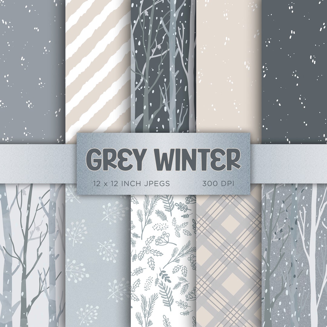 Grey Winter Digital Paper Snowflake Digital Paper Ice Snow Gray Blue ...