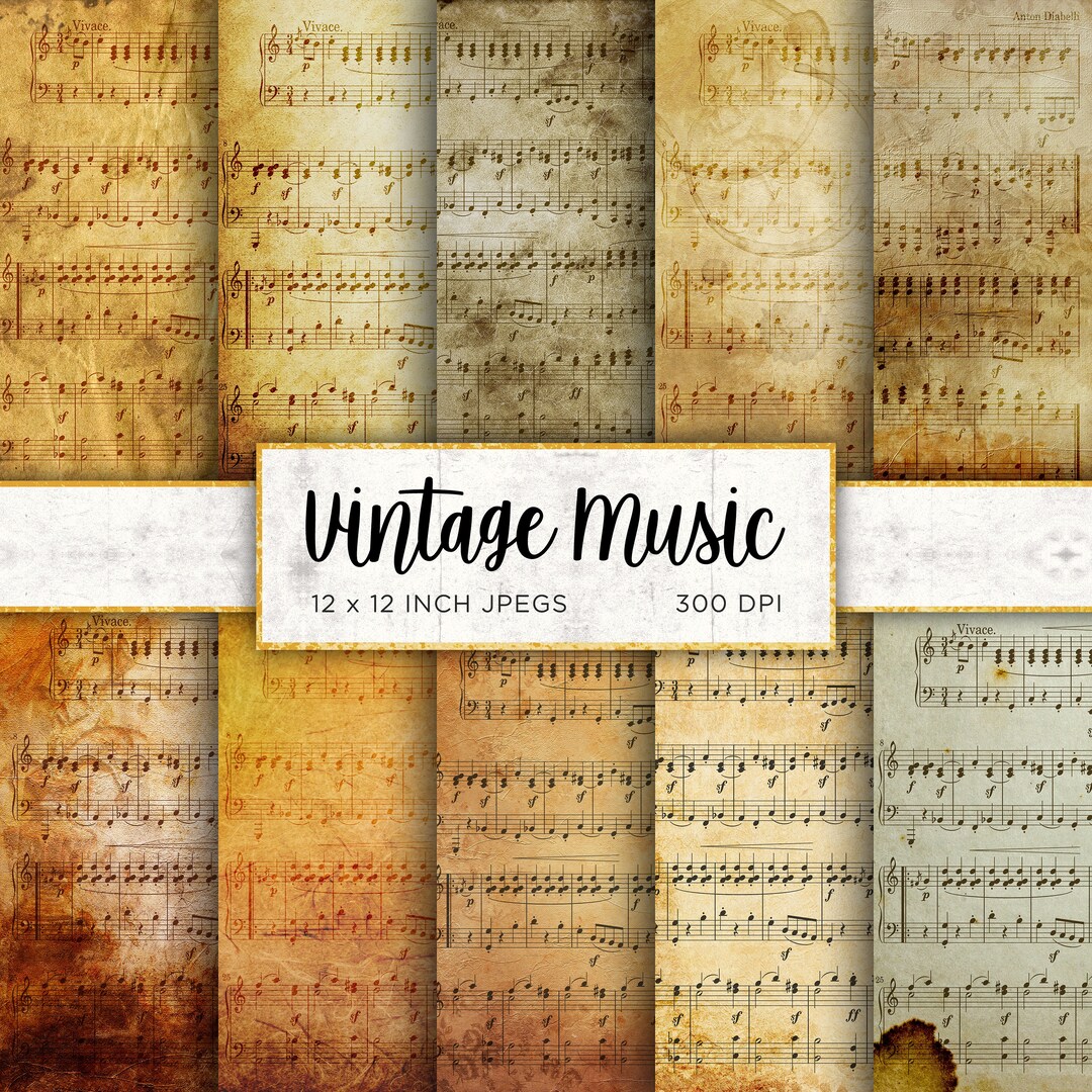 Vintage Music Digital Paper Distressed Digital Paper Grunge Digital ...