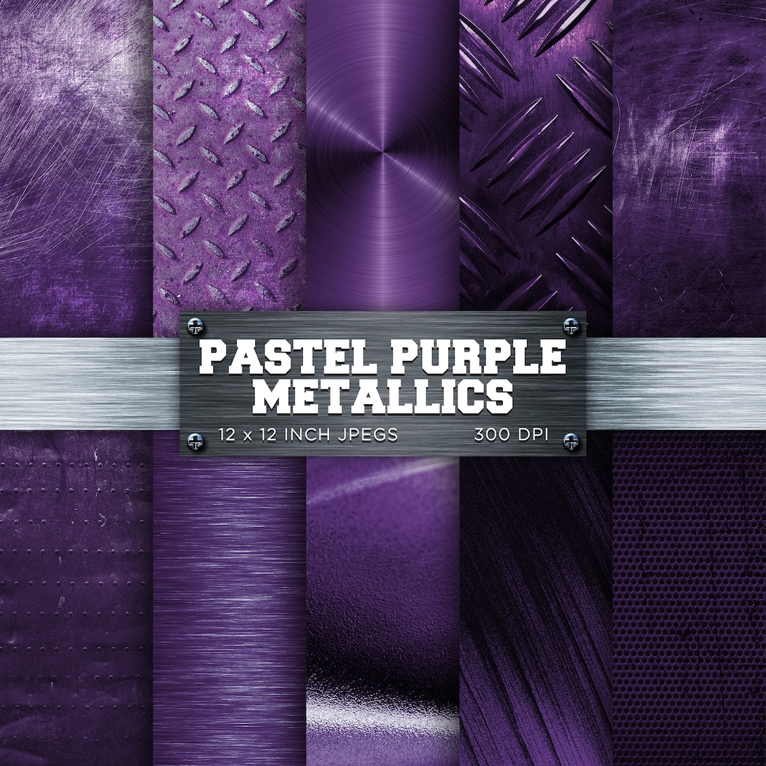 Pastel Purple Metallics Digital Paper Brushed Metal Brass Scrapbooking ...
