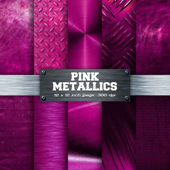 Pink Metallics Digital Paper Brushed Metal Brass Digital Paper | Etsy