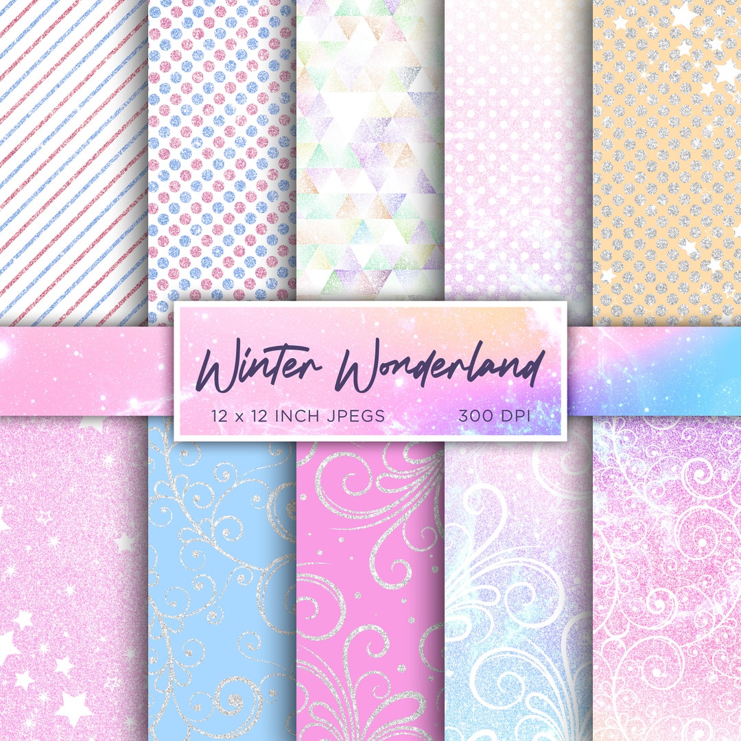 Winter Wonderland Digital Paper Pink Swirls Snowflake Digital Paper Ice ...