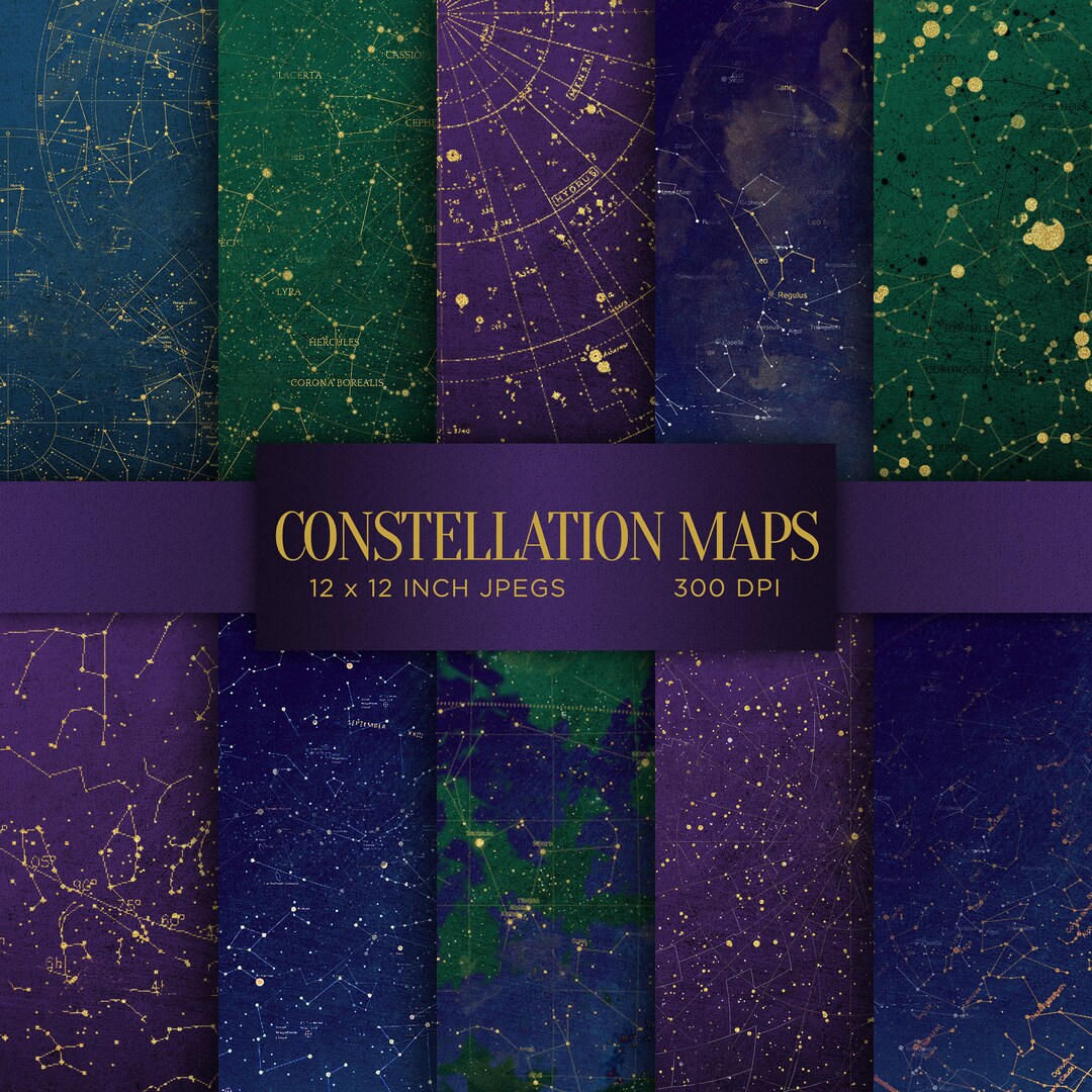Constellation Maps Digital Paper Celestial Digital Paper Antique Maps ...