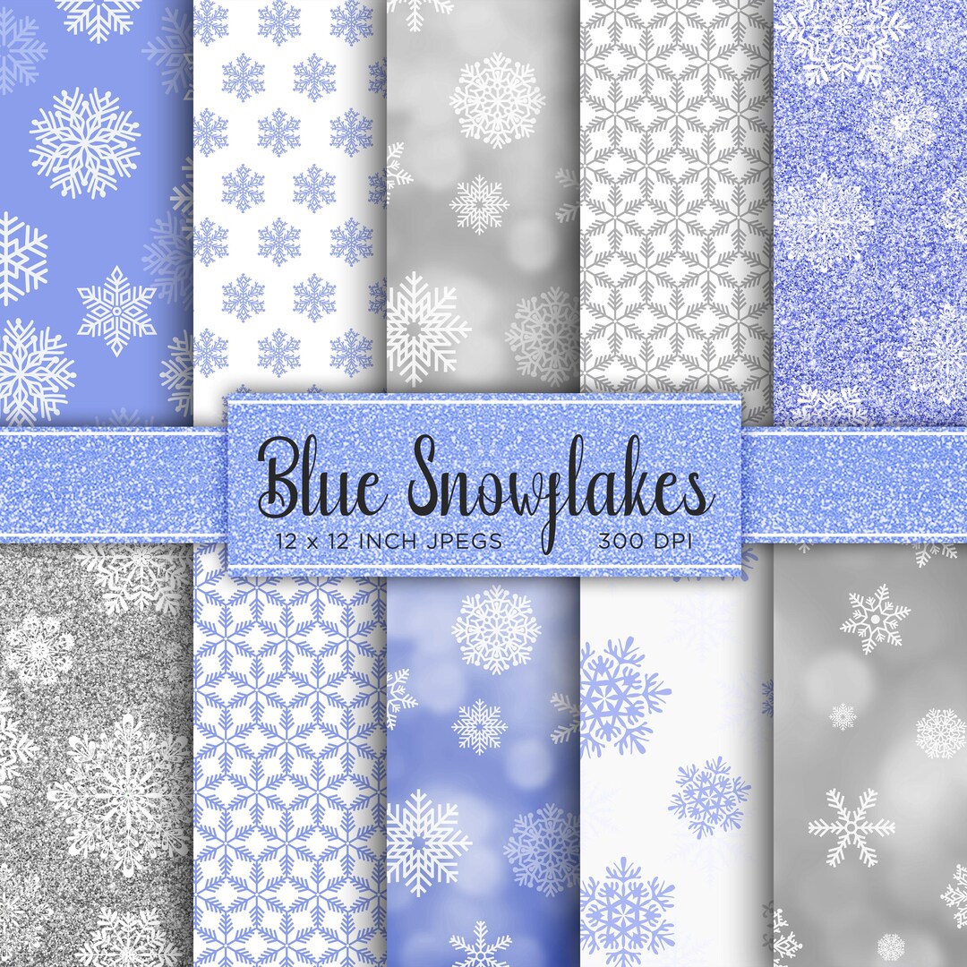 Blue Snowflakes Digital Paper Snow Snowflake Digital Paper Ice Frozen ...