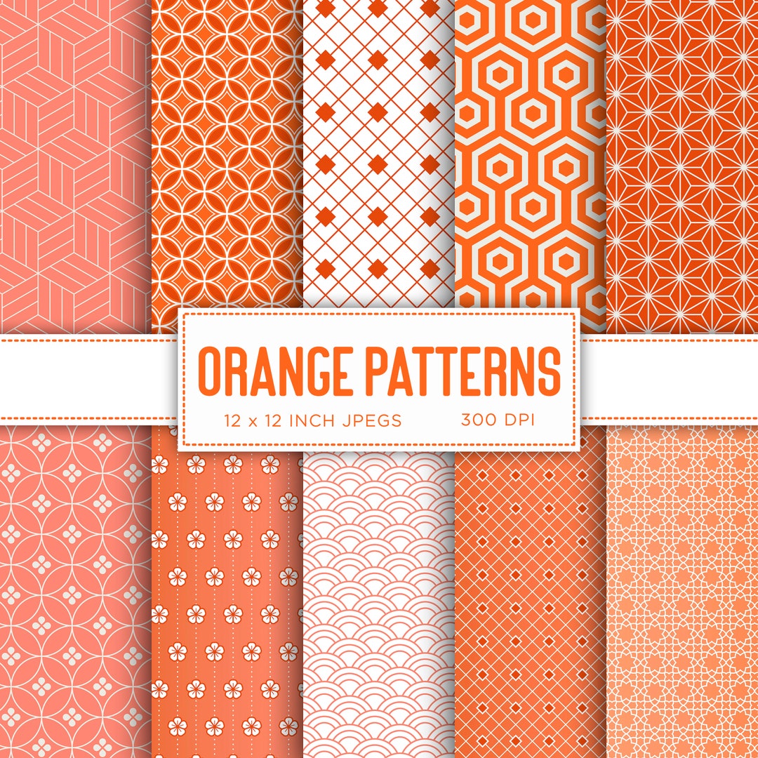 Orange Patterns Digital Paper Bright Summer Colors Digital Paper ...