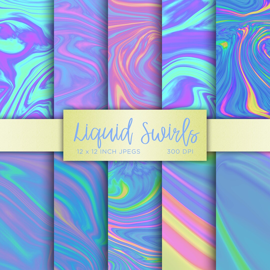 Liquid Swirls Digital Paper Marble Digital Paper Rainbow Digital Paper ...