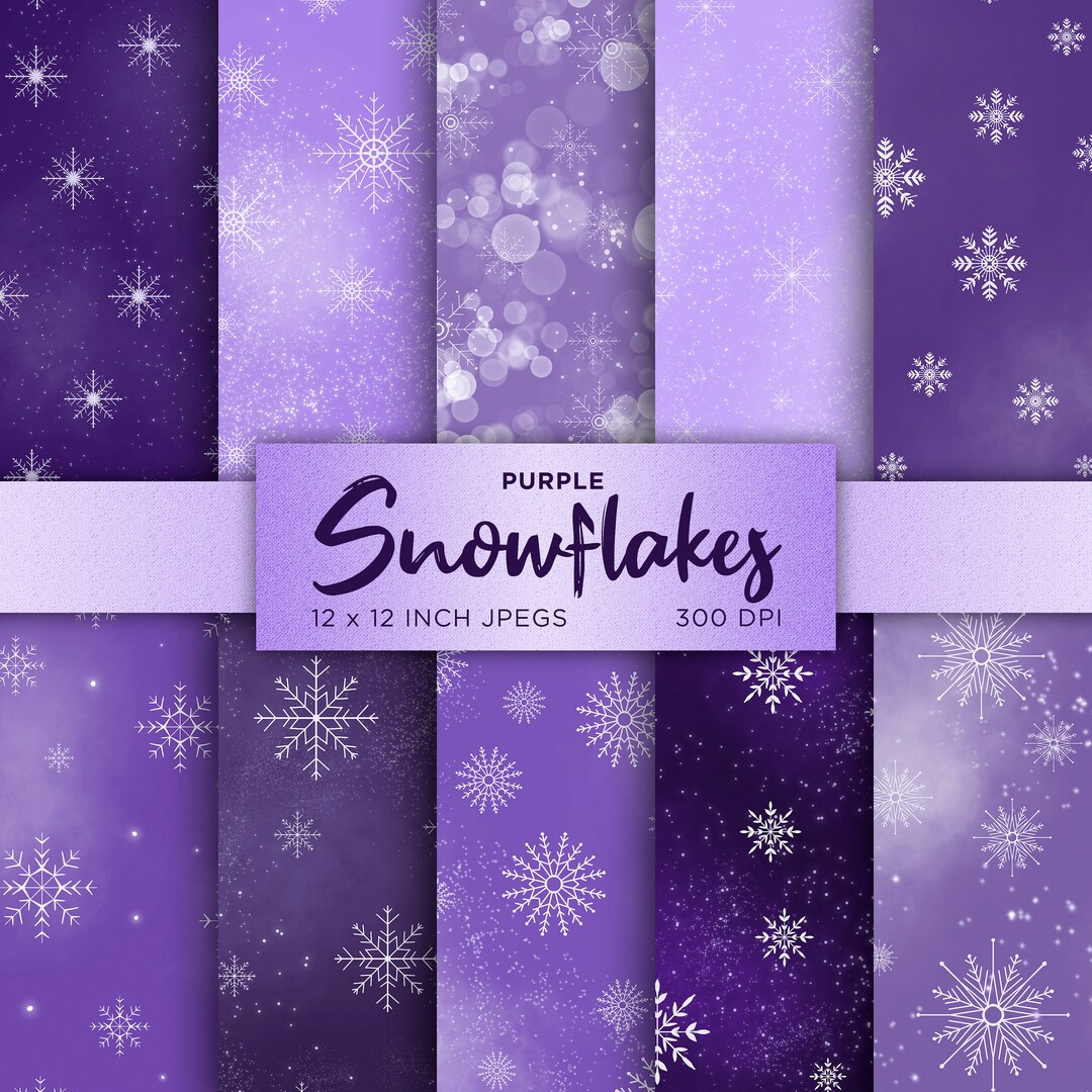 Purple Snowflakes Digital Paper Winter Snow Digital Paper Ice Frozen ...