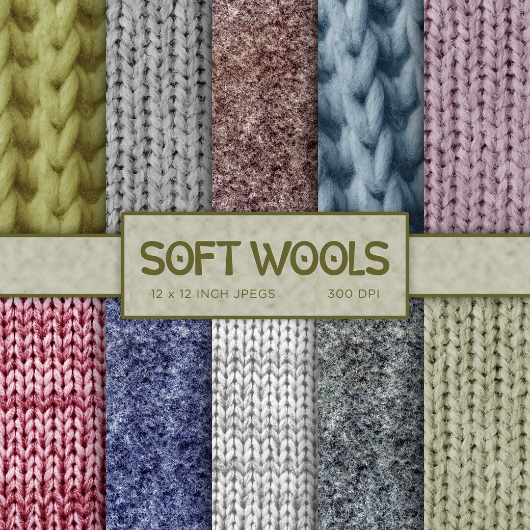 Soft Wools Digital Paper Knitted Woolen Digital Paper Knit Winter ...