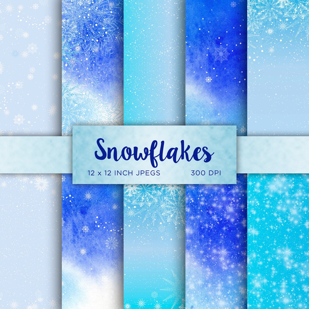 Snowflakes Digital Paper Winter Snow Digital Paper Ice Frozen Blue ...