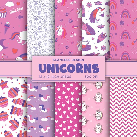 Unicorns Seamless Digital Paper Sparkle Digital Paper Pink | Etsy