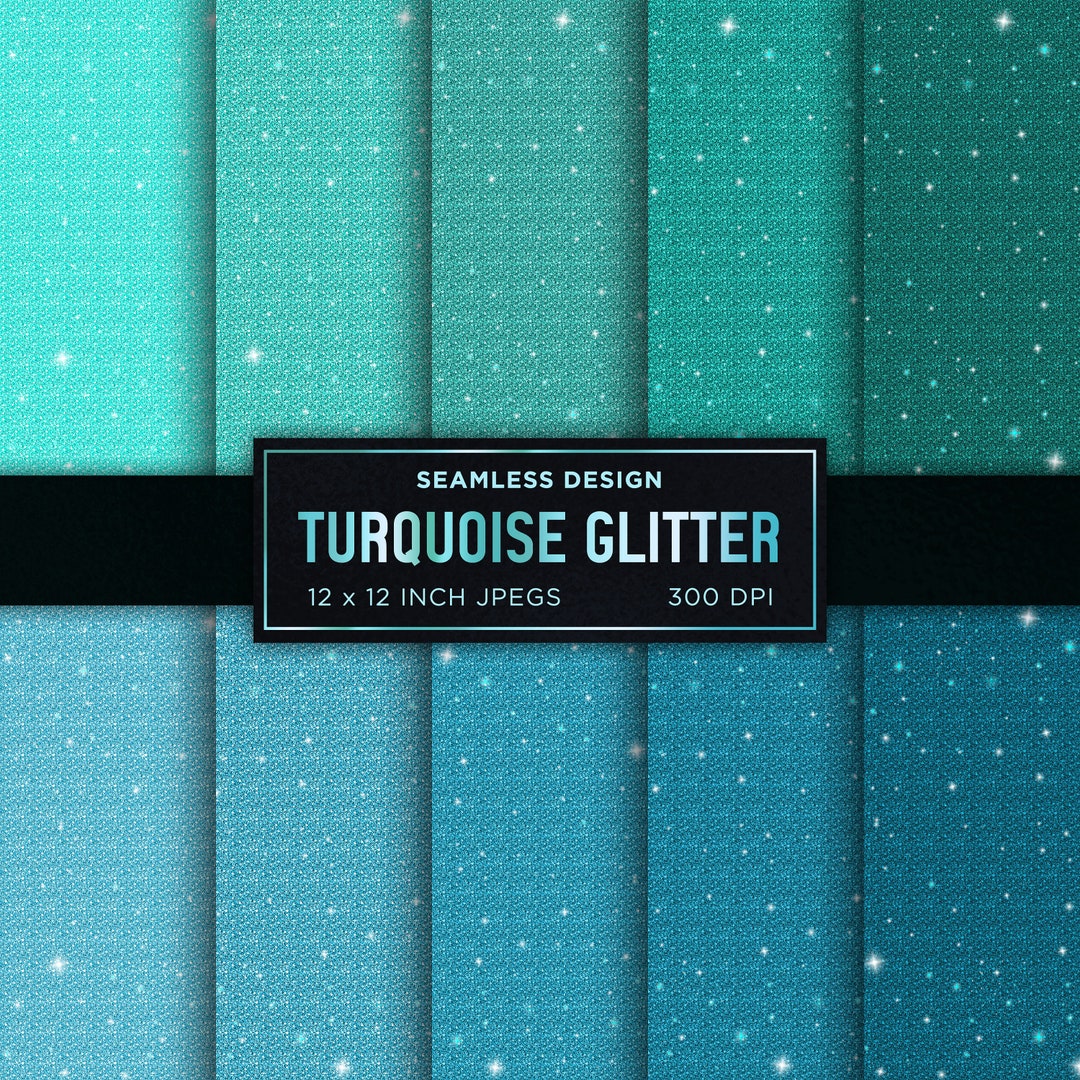 Turquoise Glitter Seamless Digital Paper Metallic Digital Paper Teal ...