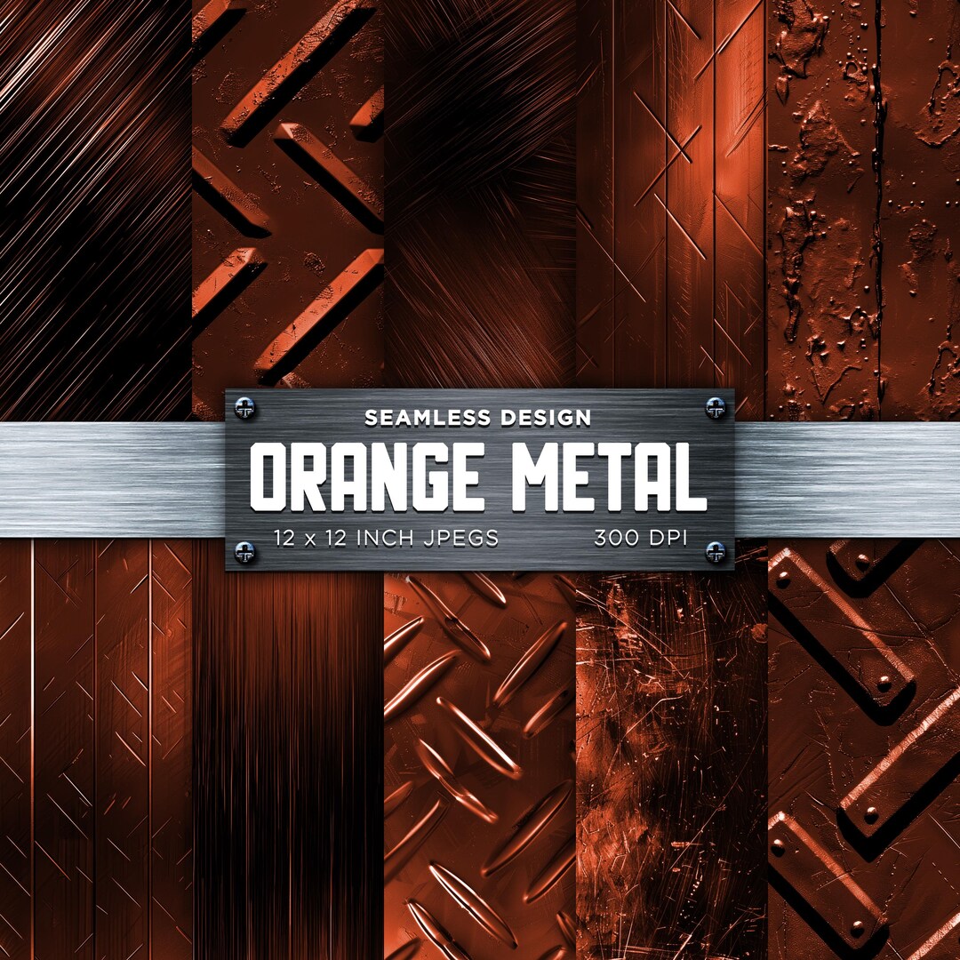 Orange Metal Seamless Digital Paper Brushed Brass Copper Digital Paper ...