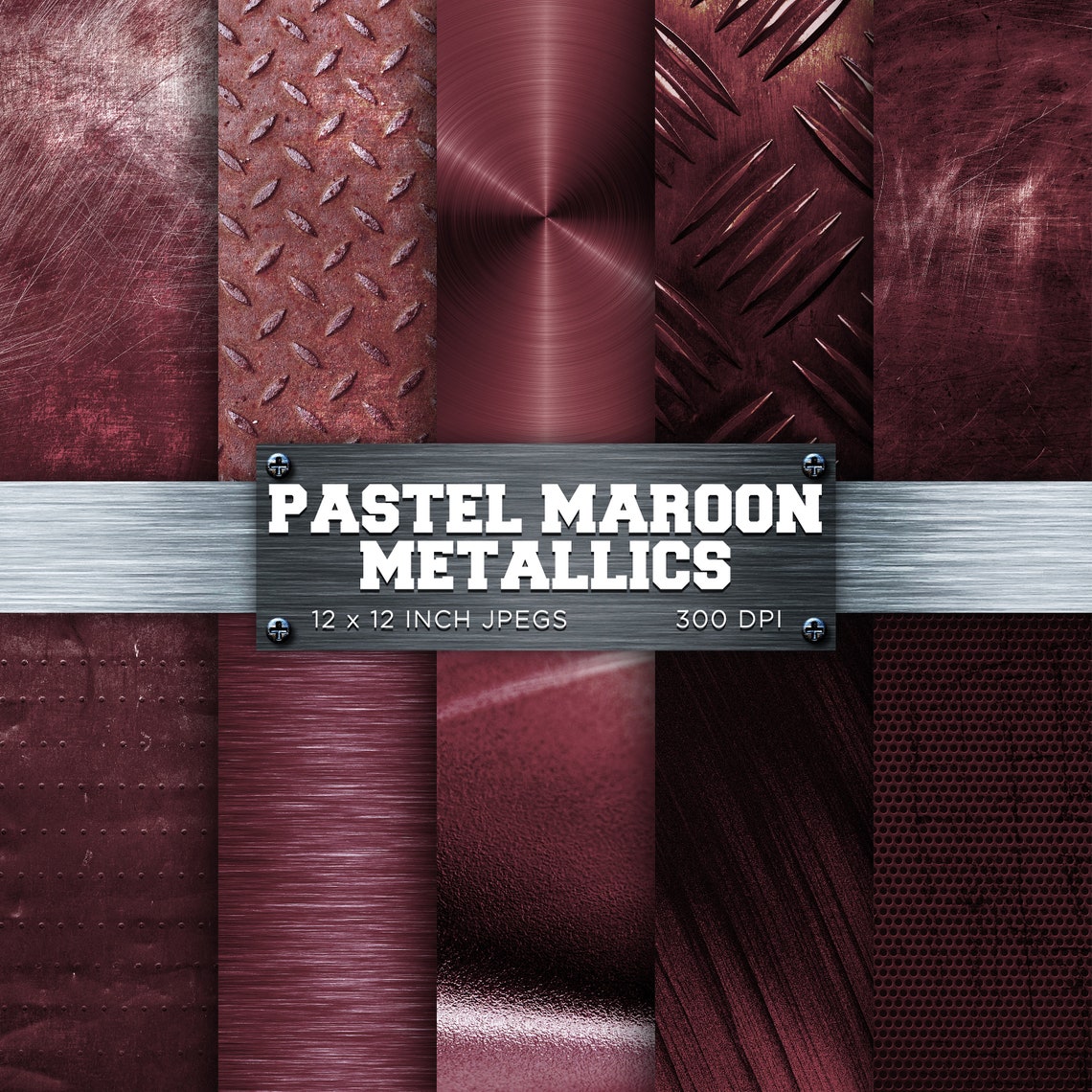 Pastel Maroon Metallics Digital Paper Brushed Metal Brass Brown ...