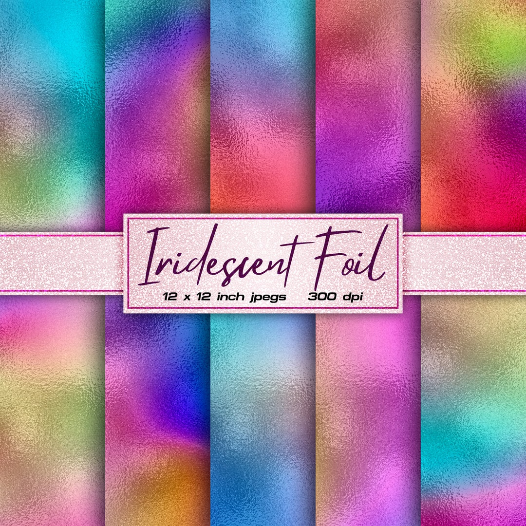 Iridescent Foil Digital Paper Pearlescent Digital Paper Metallic ...