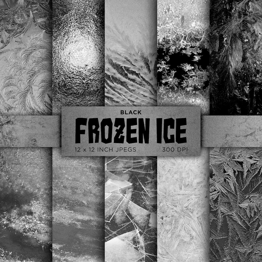 Black Frozen Ice Digital Paper Icey Snow Icicle Digital Paper Frost ...