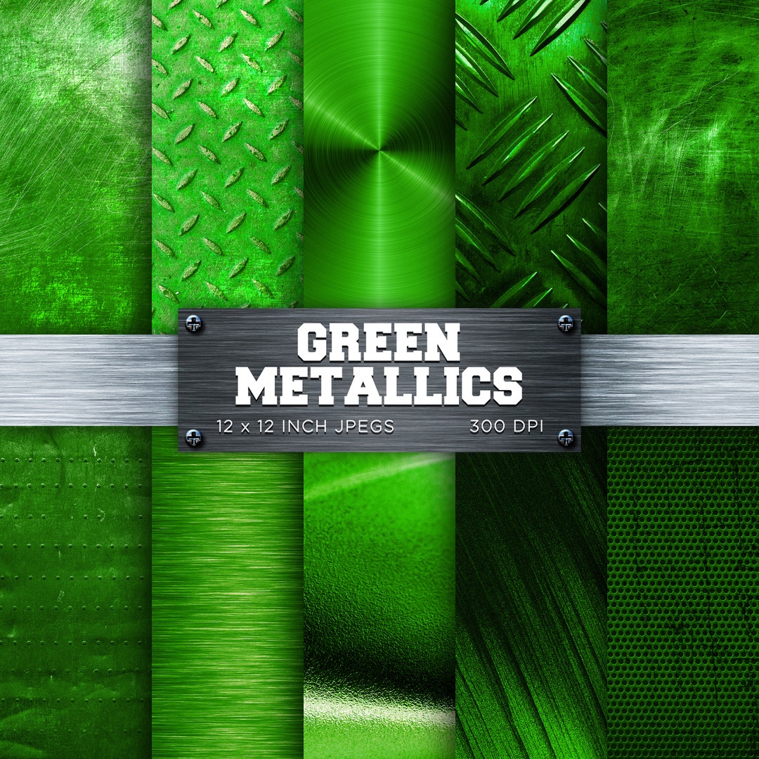 Green Metallics Digital Paper Brushed Metal Brass Digital Paper ...