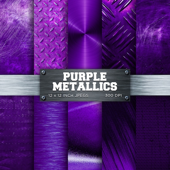 Purple Metallics Digital Paper Brushed Metal Brass Digital - Etsy