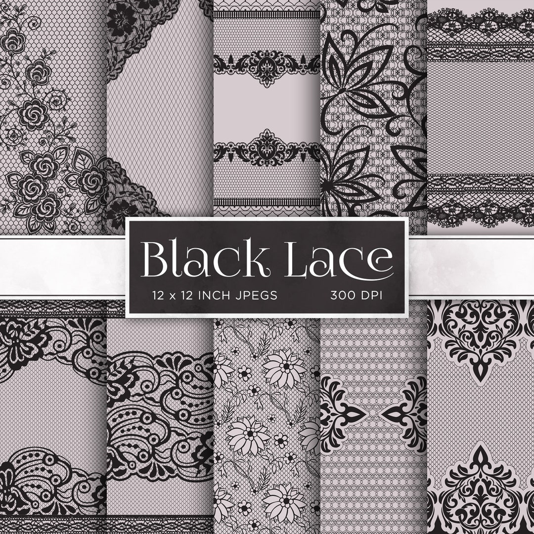 Black Lace Digital Paper Vintage Digital Paper Shabby Chic Digital ...