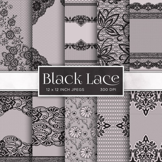 Black Lace Digital Paper Vintage Digital Paper Shabby Chic - Etsy