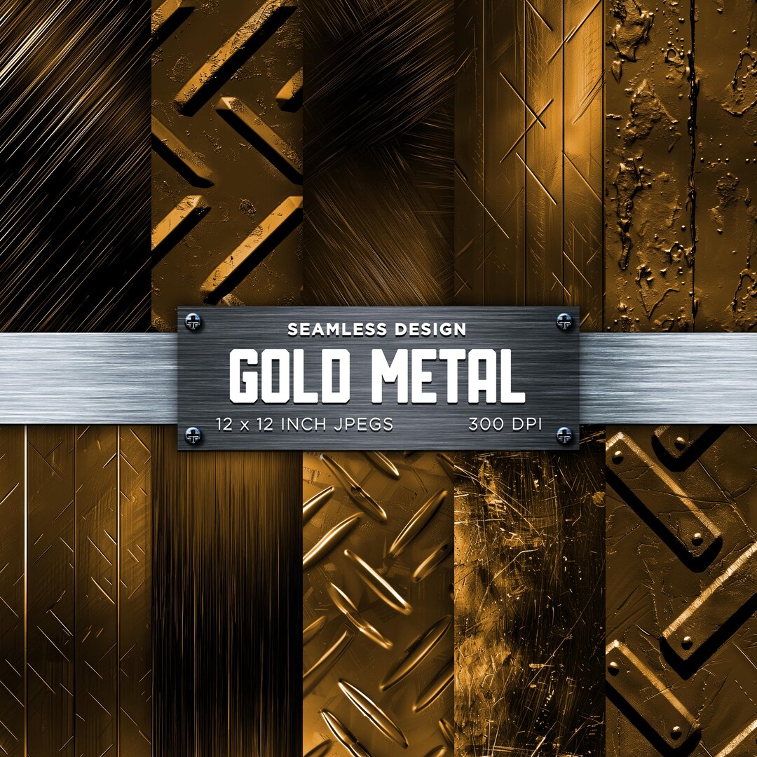 Gold Metal Seamless Digital Paper Brushed Metal Brass Digital Paper ...