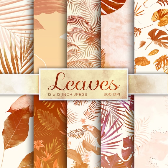 Leaves Digital Paper Fall Digital Paper Harvest Autumn Summer - Etsy