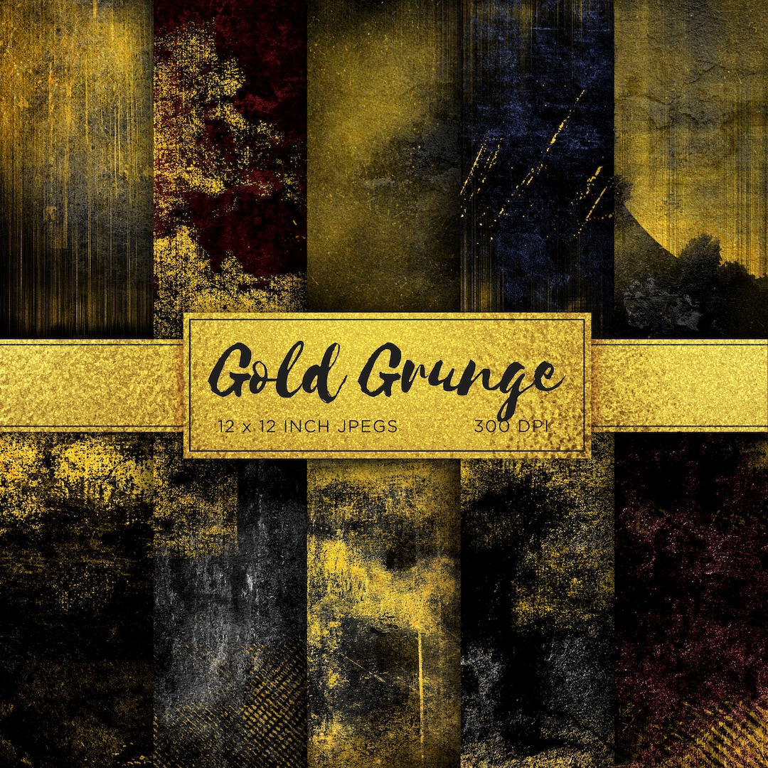 Gold Grunge Digital Paper Metallic Digital Paper Distressed Digital ...