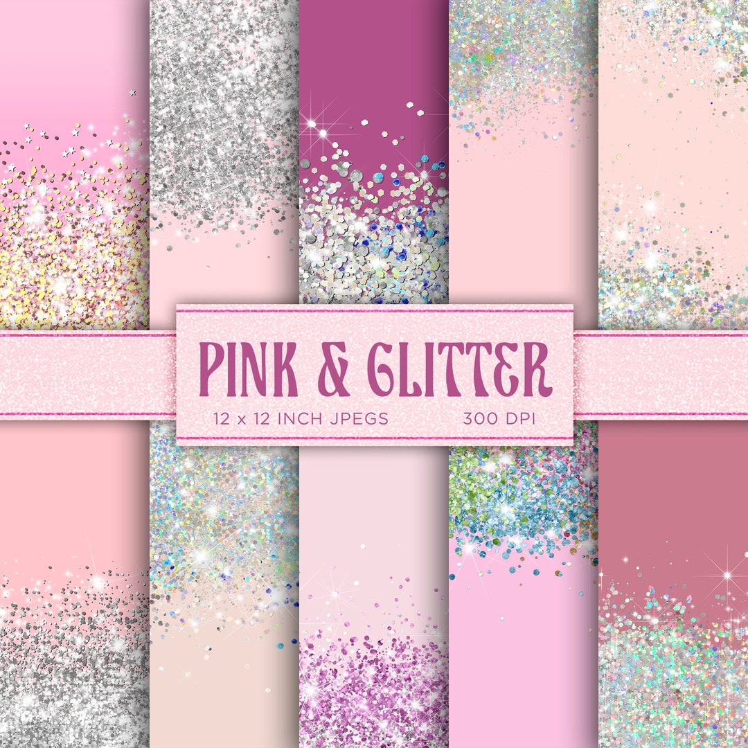 Pink & Glitter Digital Paper Metallic Digital Paper Purple Blush Rose ...