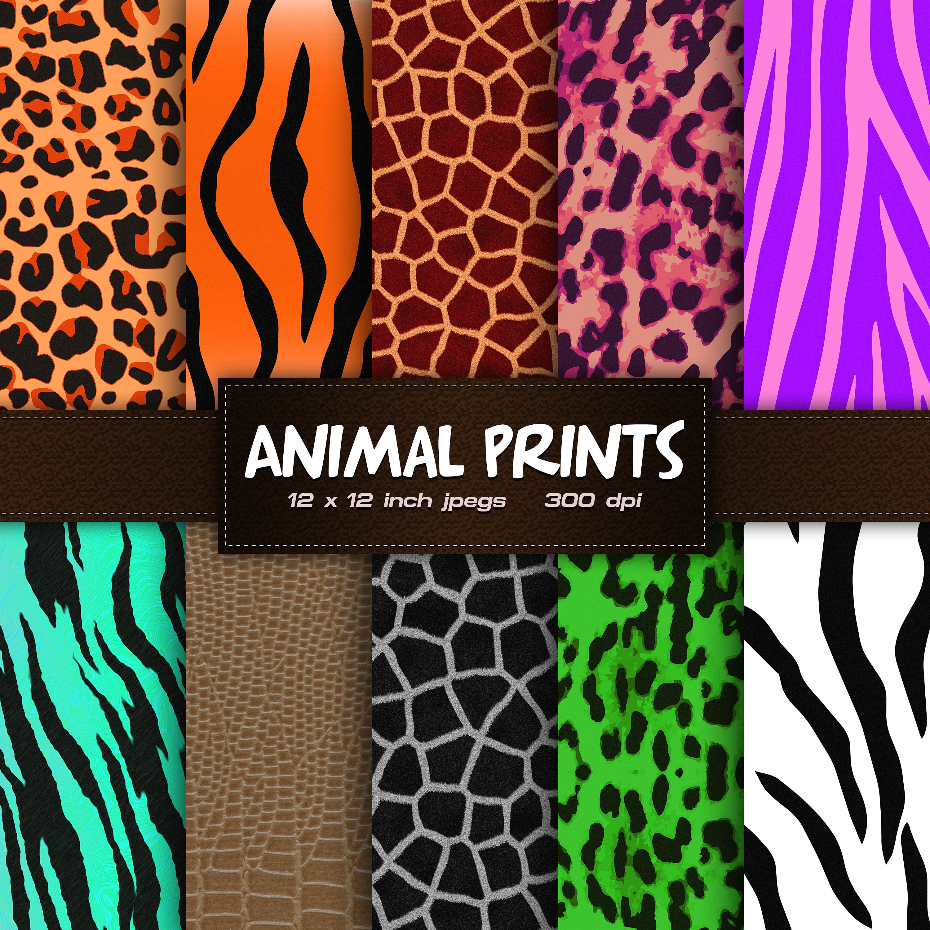 Animal Prints Digital Paper Leopard Tiger Print Digital Paper | Etsy
