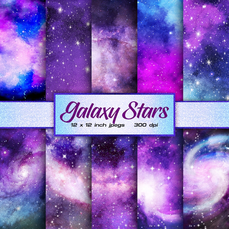 Galaxy Stars Digital Paper Celestial Digital Paper Metallic | Etsy