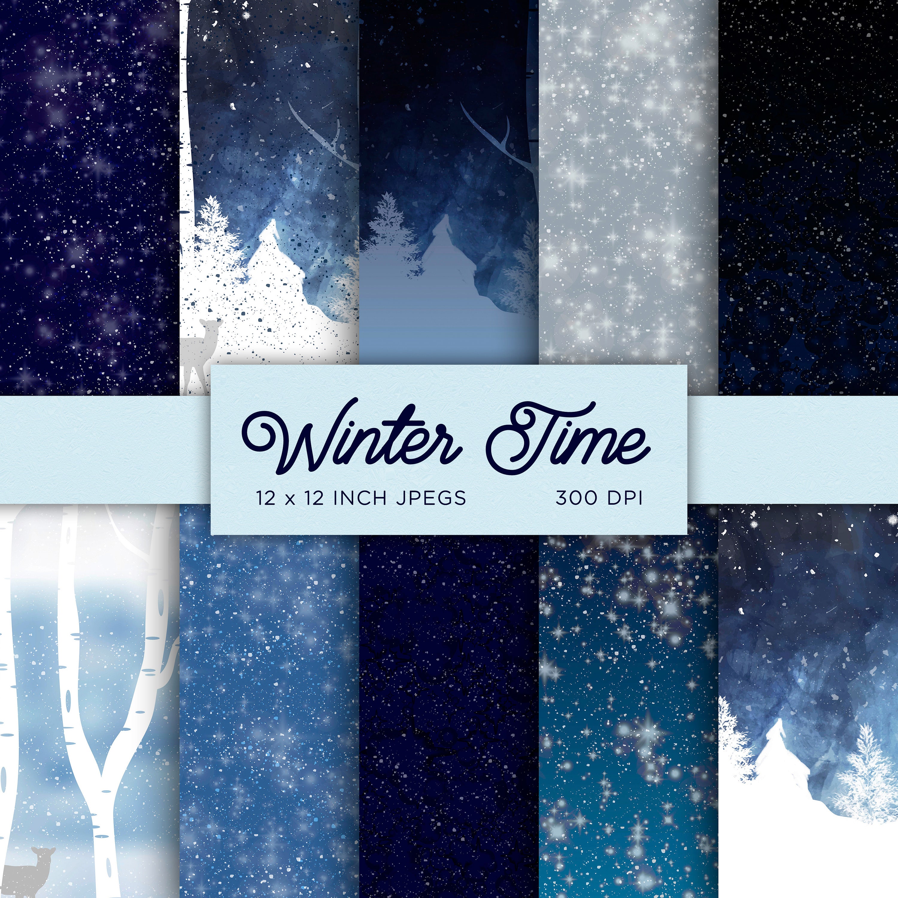 Winter Digital Paper Snow Snowflake Digital Paper Ice Frozen | Etsy